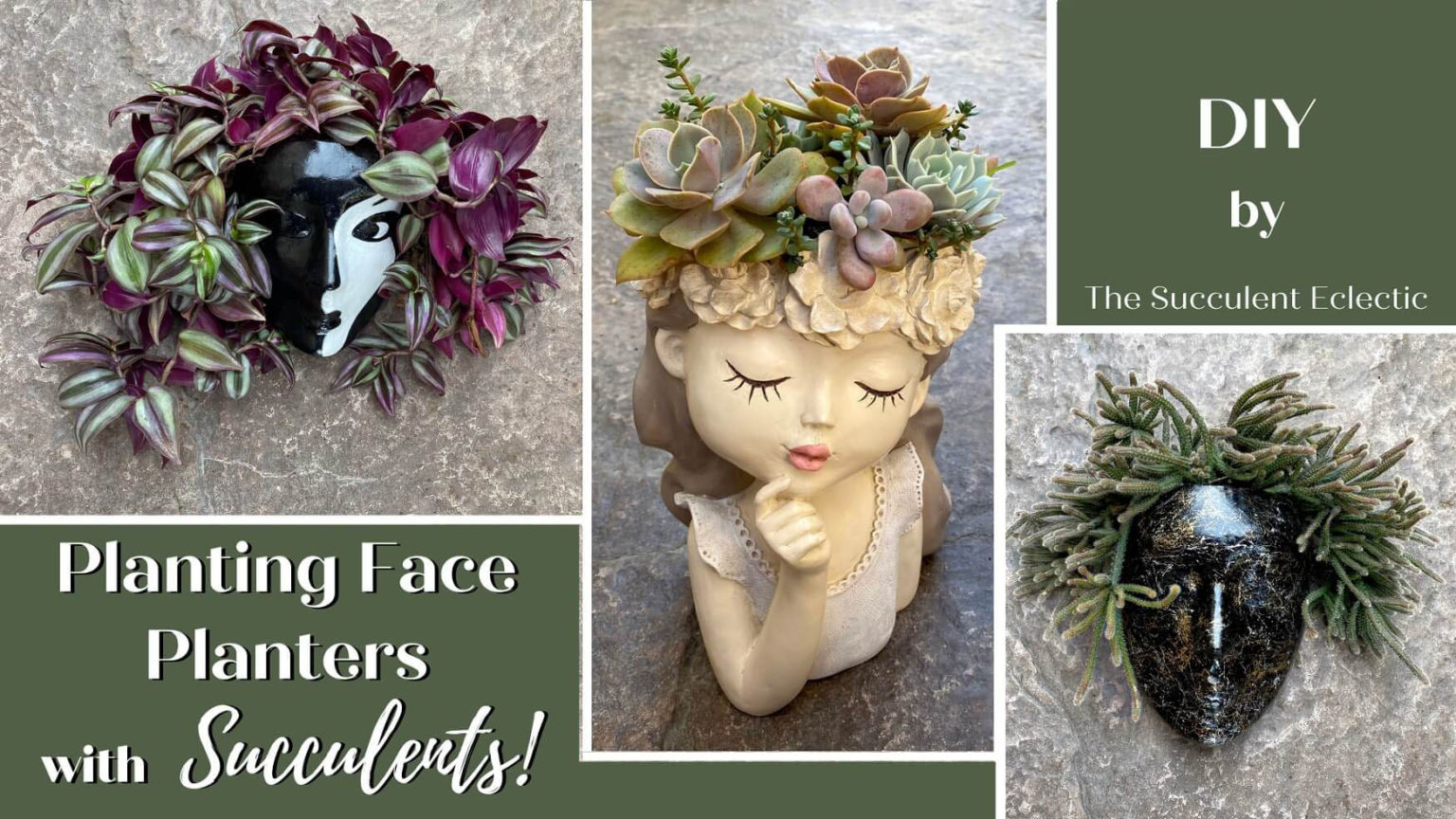 Planting Face Planters & Head Planters with Succulents! | The Succulent ...